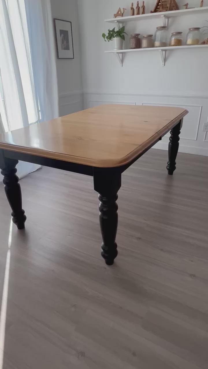 Extendable Solid Wood Dining Table with Leaf | 72-95 inches length ...